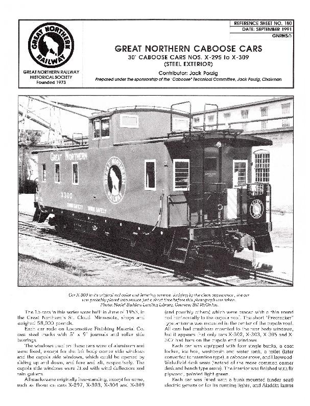 Digital RS180 - GN 30-foot Caboose cars X-295 to X-309 – GNRHS