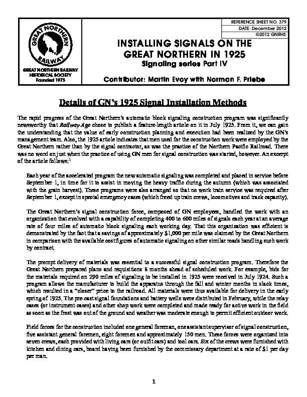 Digital RS379 - Installing Signals on the Great Northern in 1925 - Sig ...