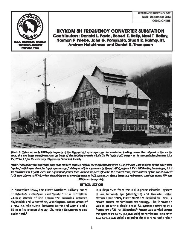 Digital RS385 - Skykomish Frequency Converter Substation – GNRHS