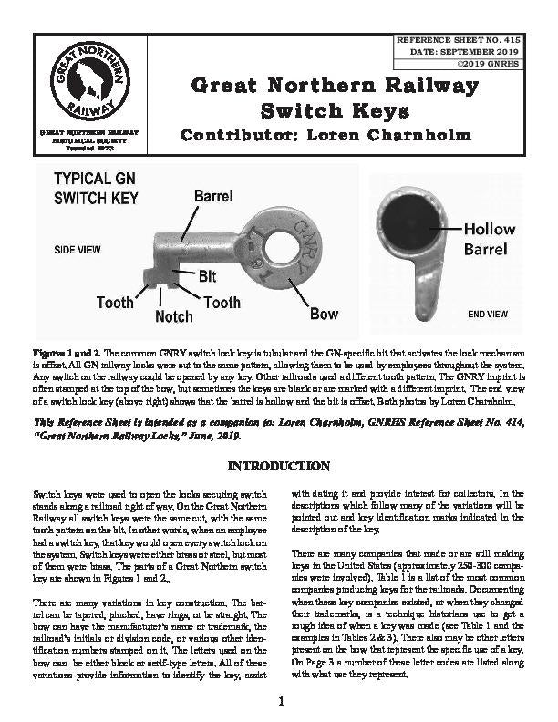 Digital RS415 - Great Northern Railway Switch Keys – GNRHS