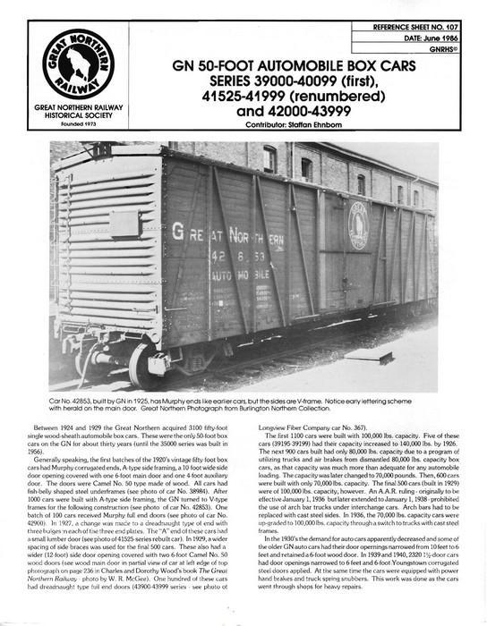 Digital RS107 - GN 50-ft Auto Boxcar, 39000-40099; 41525-41999 & 42000 ...