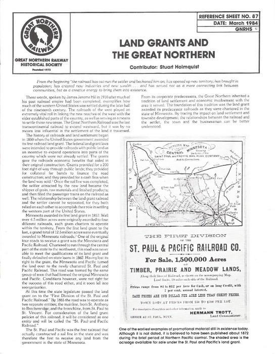 Digital RS087 - GN and Land Grants; Part 1 – GNRHS